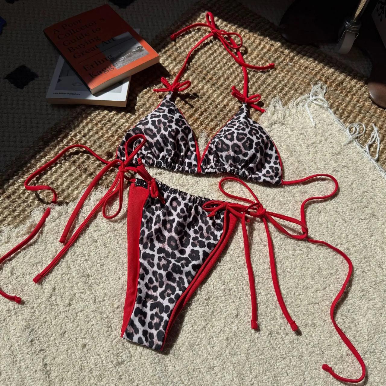 red leopard print bikini